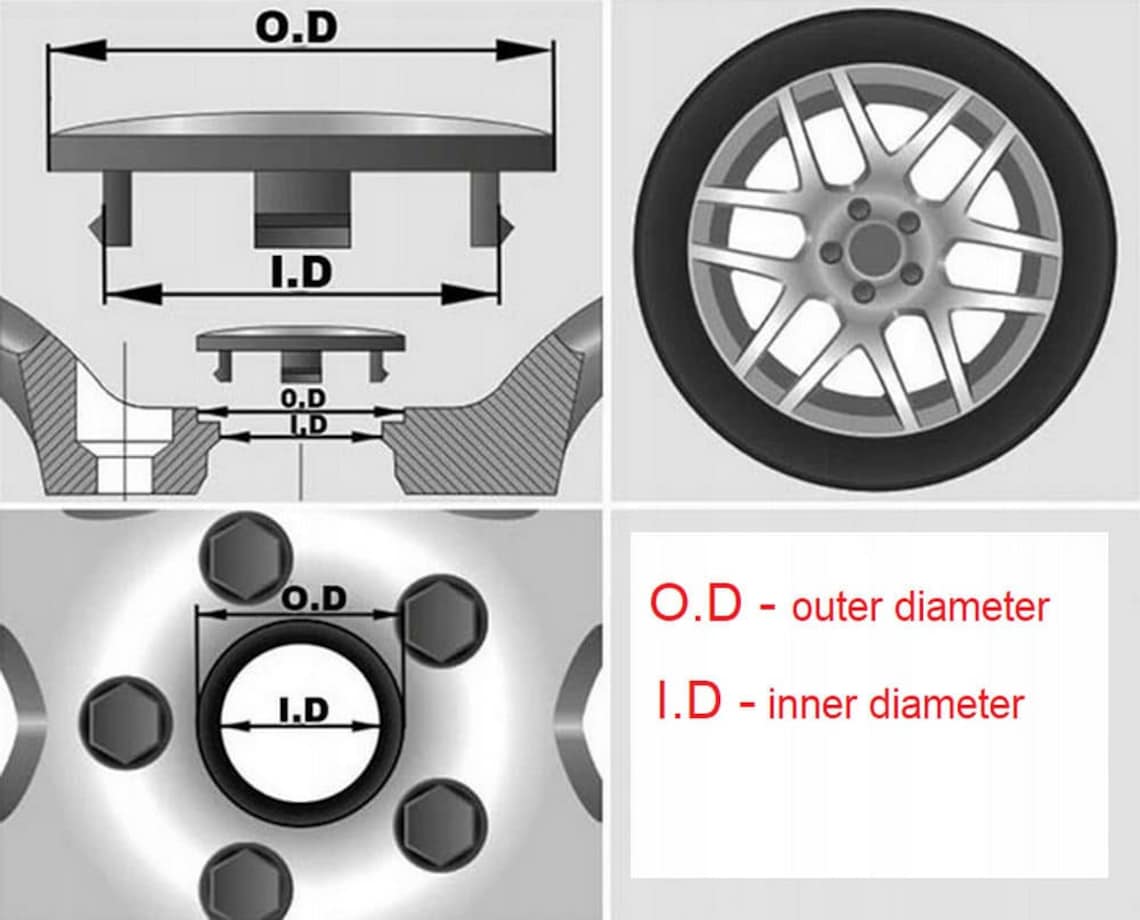 4x Wheel Center Caps Ford 63/57 Mm for RONAL Rims, Hub Caps, Wheel Cap ...