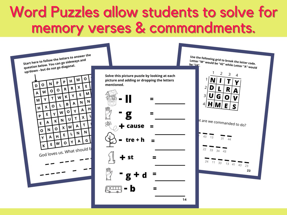 Children's Church Vacation Bible School Lesson Printable Worksheets ...