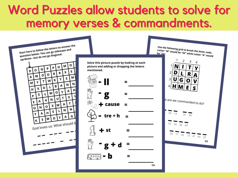 Children's Church Vacation Bible School Lesson Printable Worksheets ...