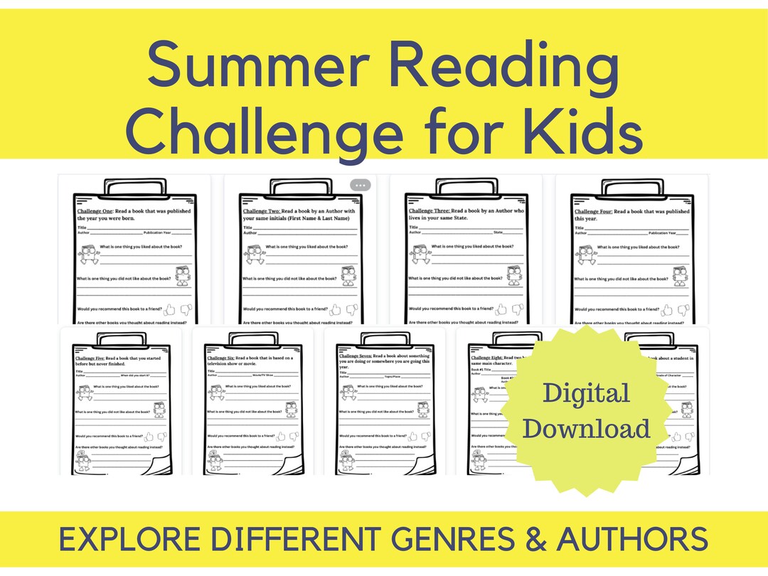 Printable Summer Reading Challenge for Kids With Nine Week Reading Log ...