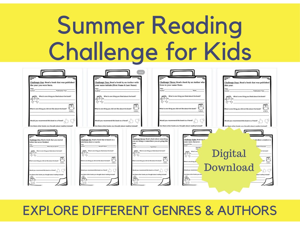 Printable Summer Reading Challenge for Kids With Nine Week Reading Log ...