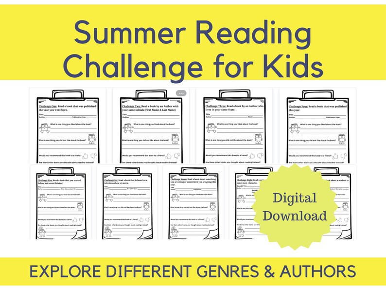 Printable Summer Reading Challenge for Kids With Nine Week Reading Log ...