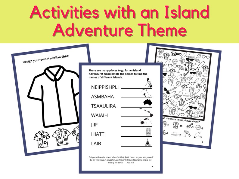 Children's Church Vacation Bible School Lesson Printable Worksheets ...