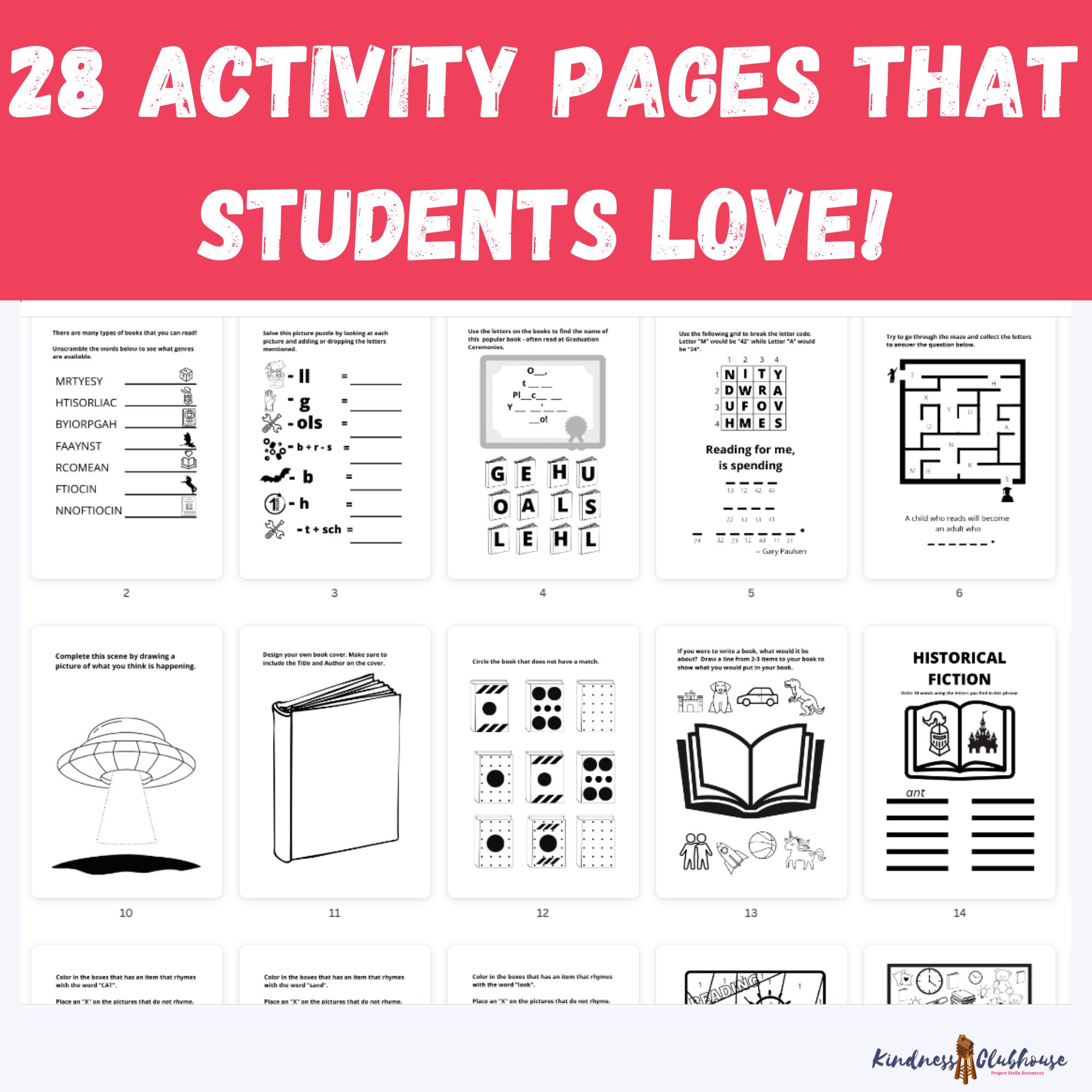 No Prep Activity Pages to Promote Love of Books - Etsy