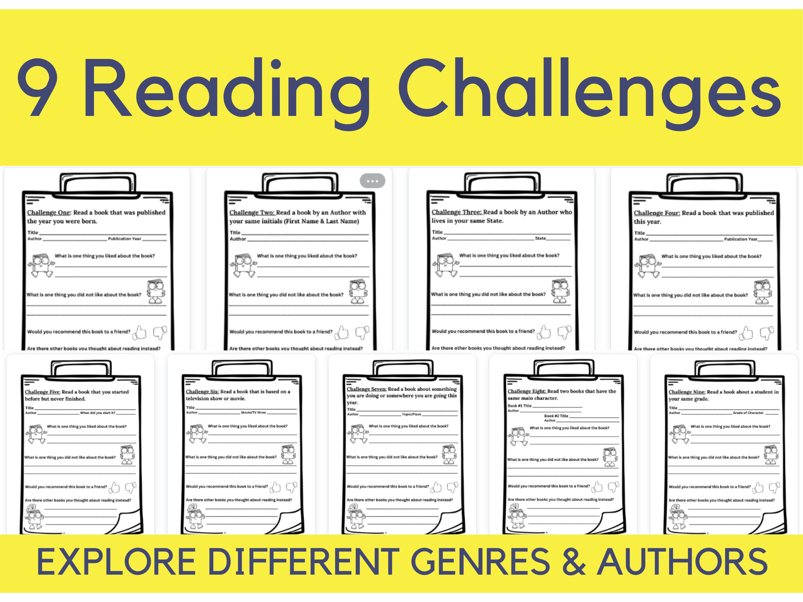 Printable Summer Reading Challenge for Kids With Nine Week Reading Log ...