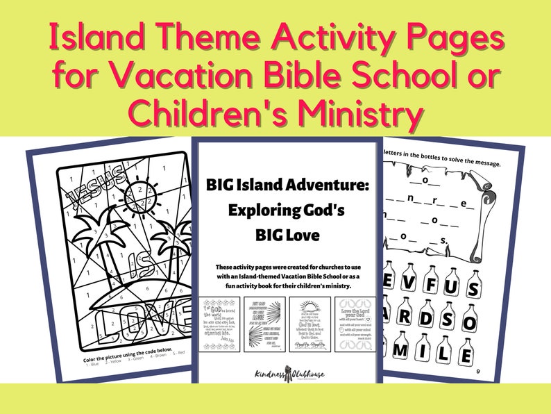 Children's Church Vacation Bible School Lesson Printable Worksheets ...