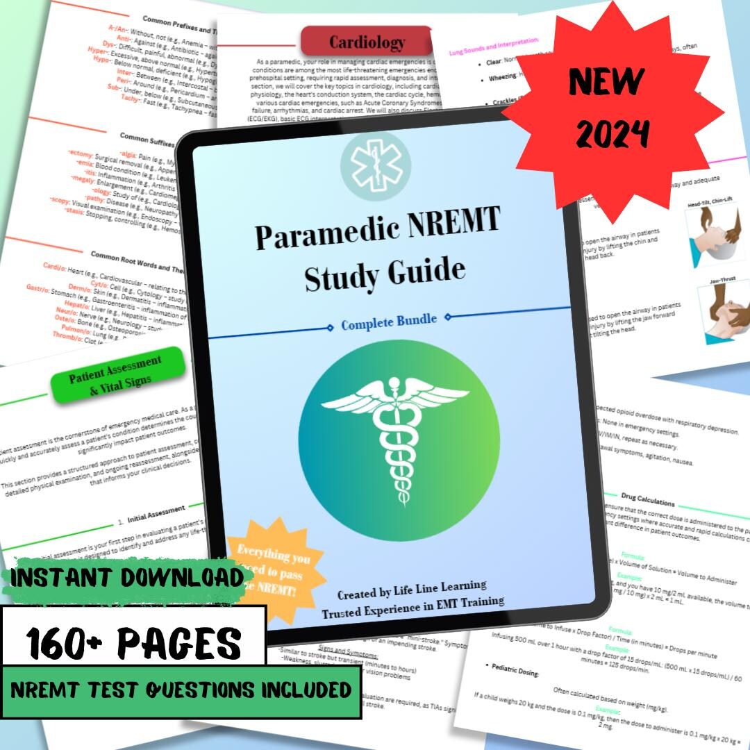 Study Guide to Pass the NREMT-P, Paramedic Notes, E-book, Digital Notes ...