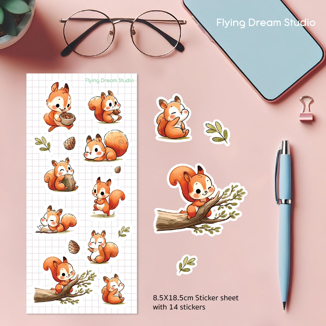 Cute Squirrel Sticker Sheet - Etsy