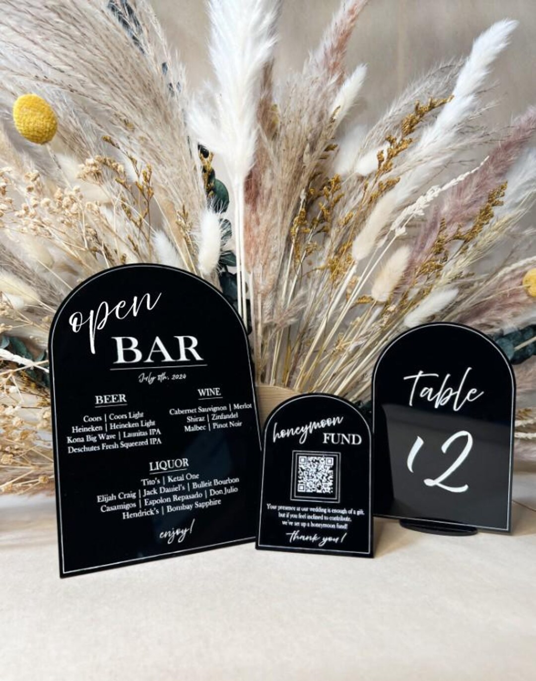 Personalized Wedding Open Bar Menu Laser-cut Acrylic Wedding Open Bar ...