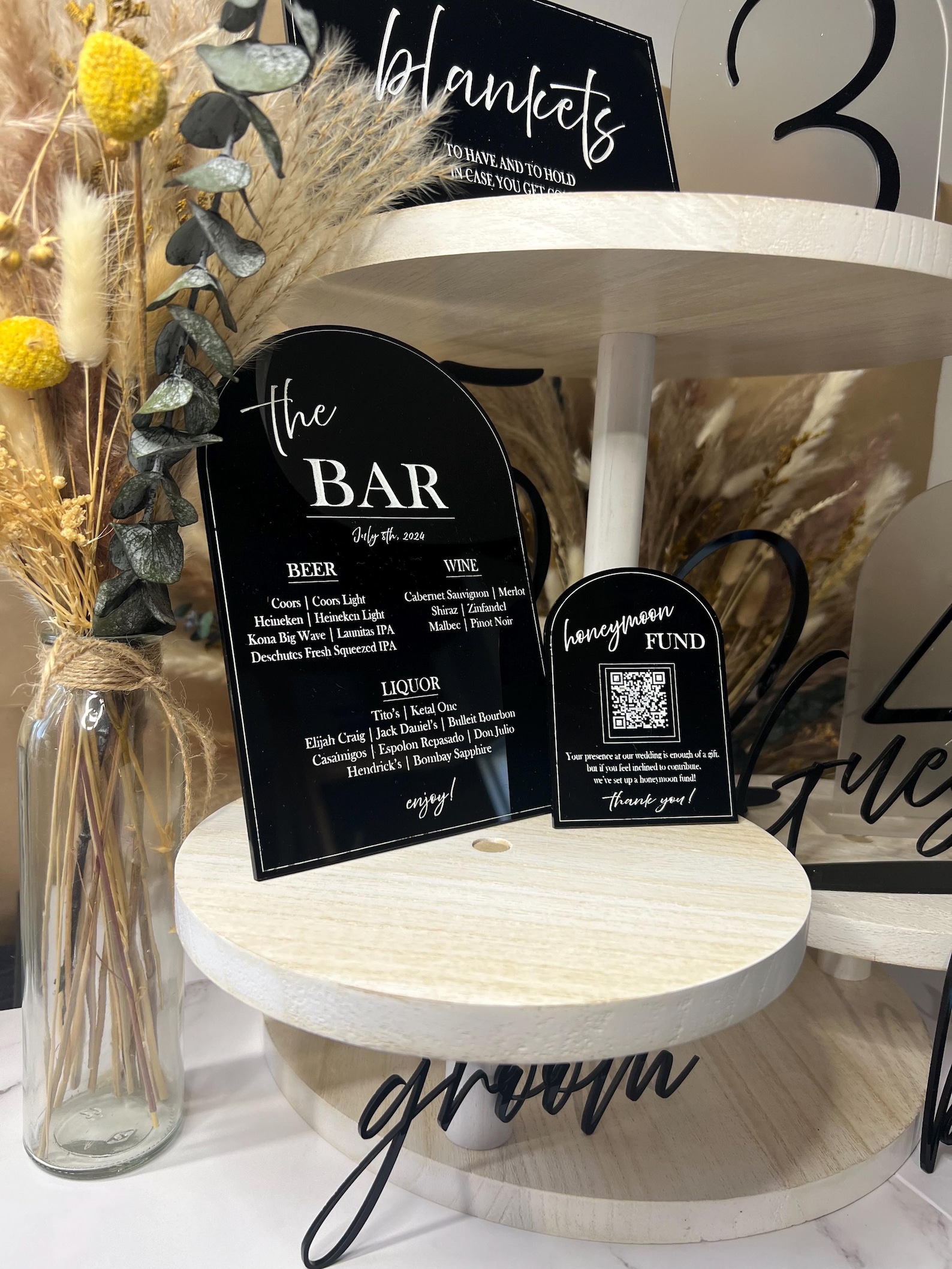 Personalized Wedding Open Bar Menu Laser-cut Acrylic Wedding Open Bar ...