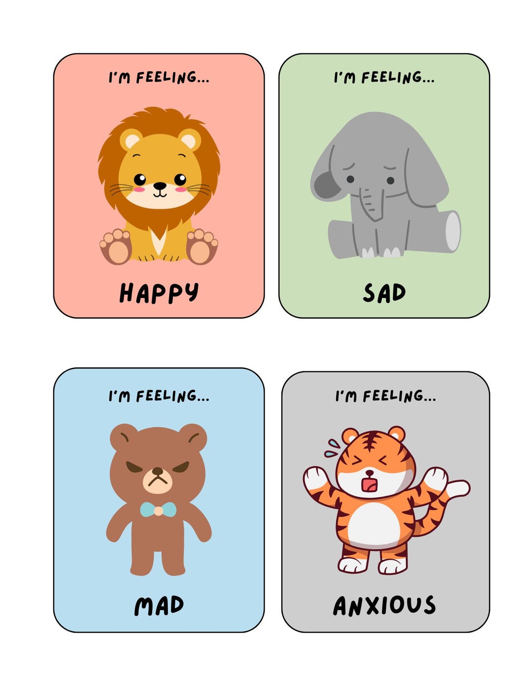 I'm Feeling... Cards for Children - Etsy