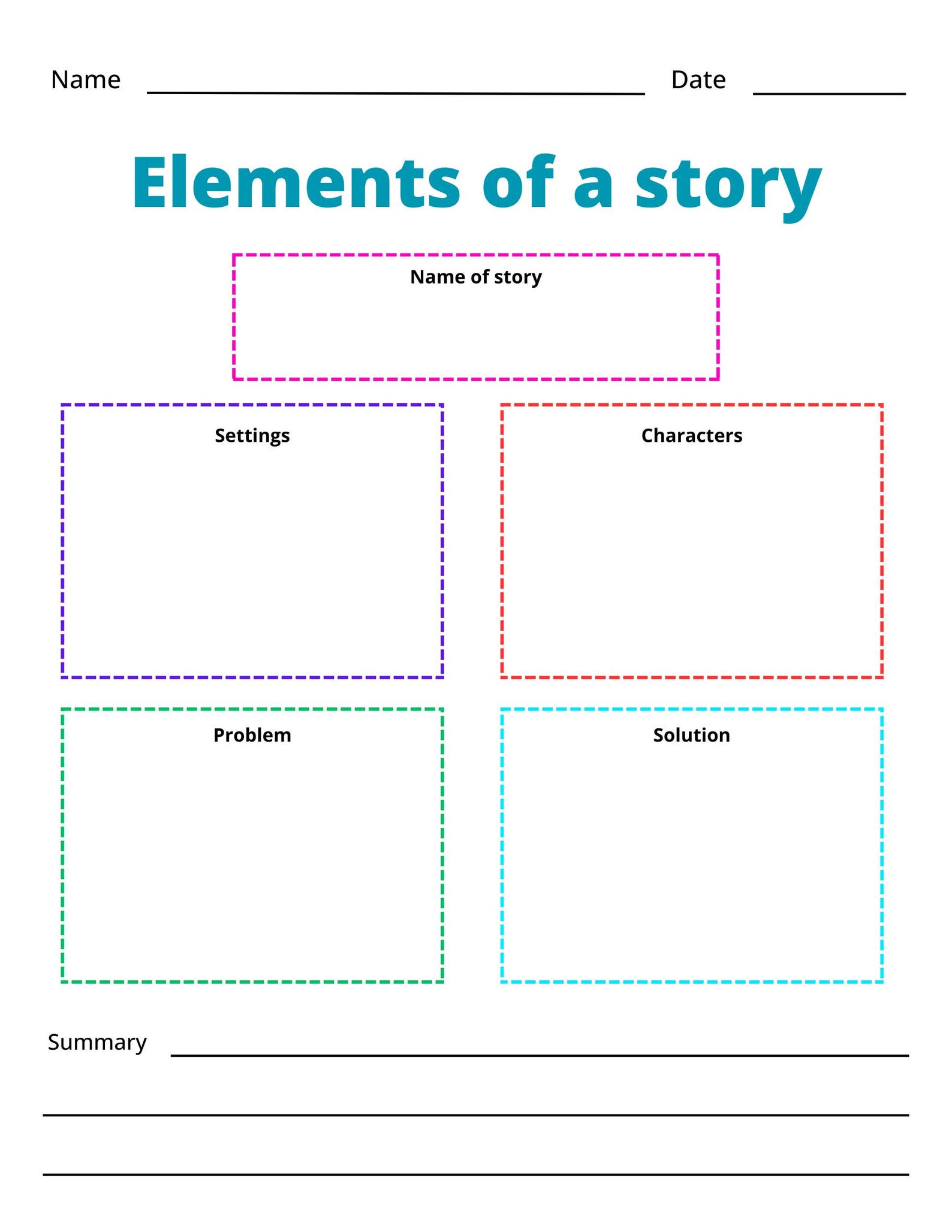 Elements of a Story Printout Elementary School Worksheet - Etsy