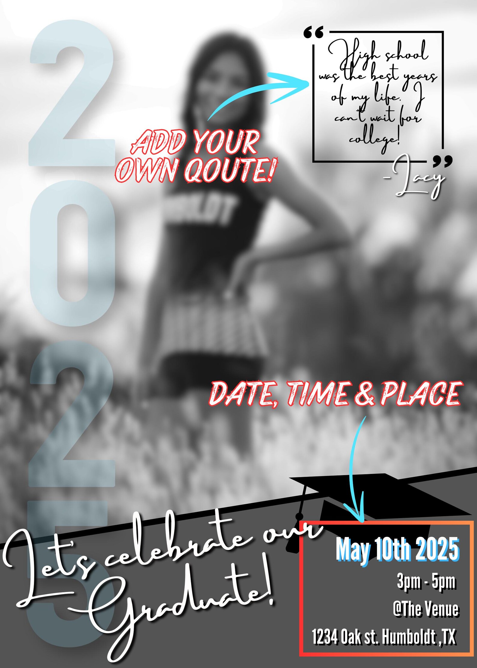 Graduation Announcement Template - Class of 2025 Senior Card for ...