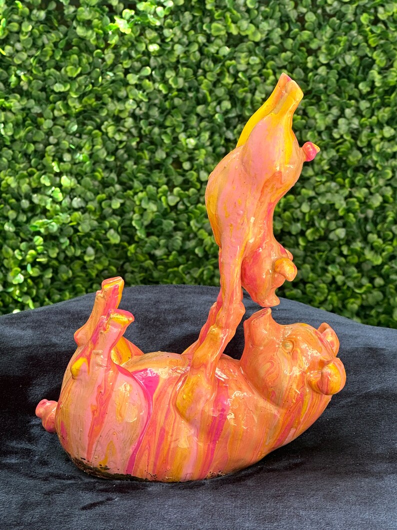 Custom Made Drip Art " Ms.piggy and Junior" Epoxy Sculpture, Resin ...