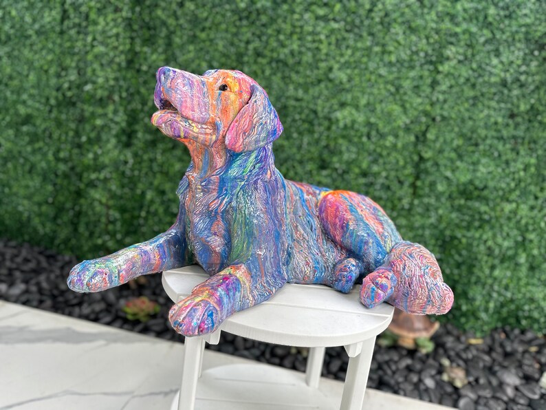 Custom Made Drip Art " Art Deco Dog" Epoxy Sculpture, Resin Coated ...