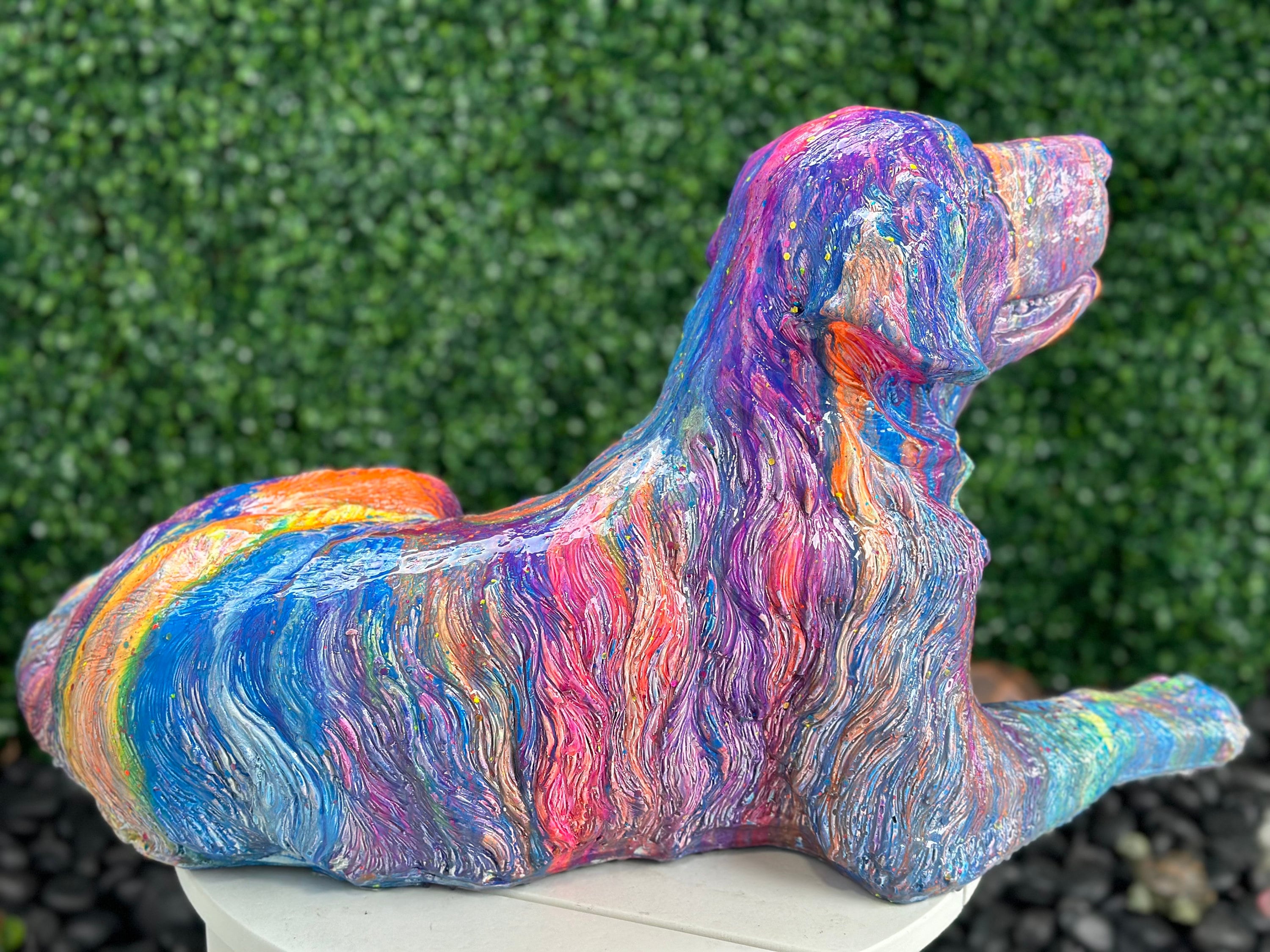 Custom Made Drip Art " Art Deco Dog" Epoxy Sculpture, Resin Coated ...