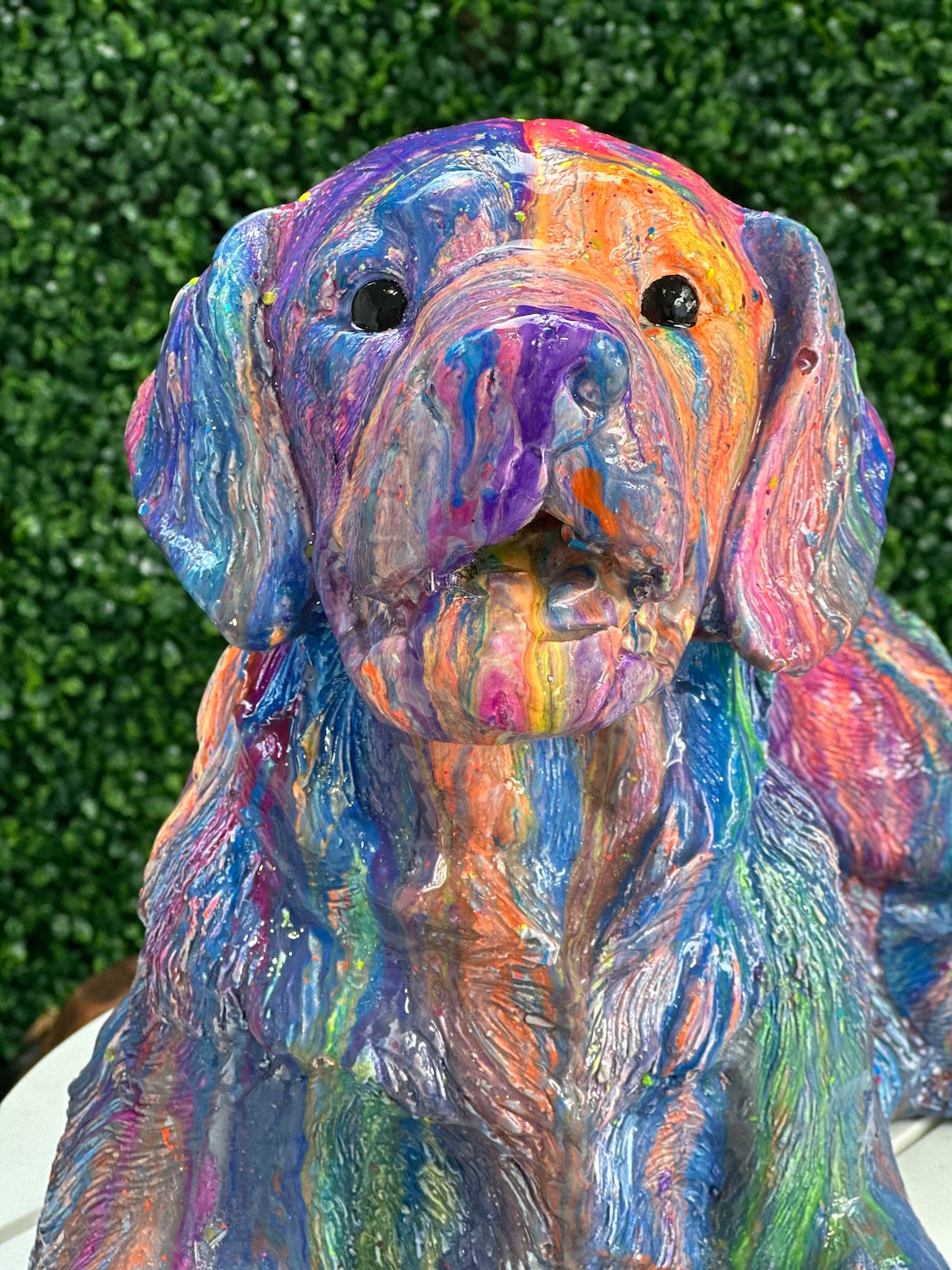 Custom Made Drip Art " Art Deco Dog" Epoxy Sculpture, Resin Coated ...