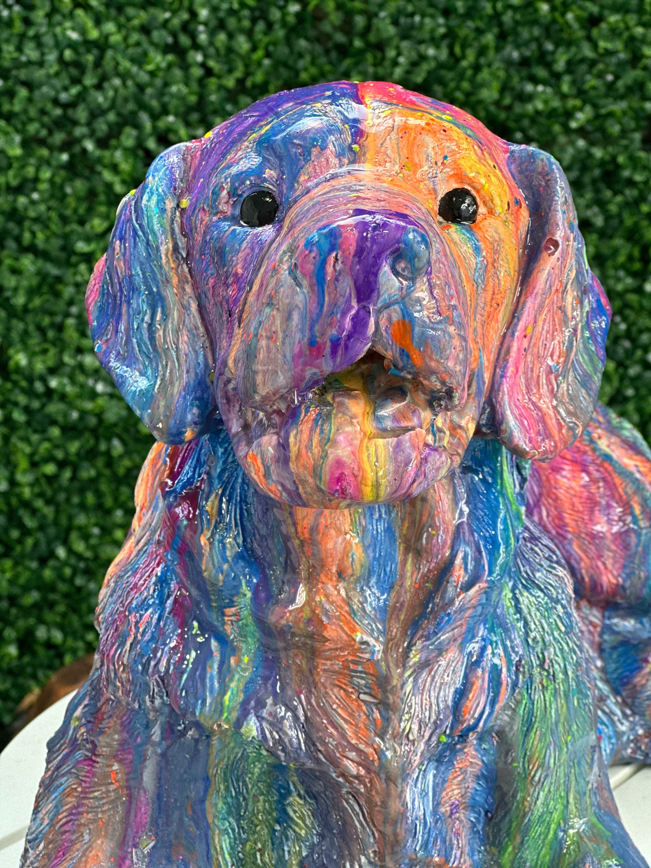 Custom Made Drip Art " Art Deco Dog" Epoxy Sculpture, Resin Coated ...