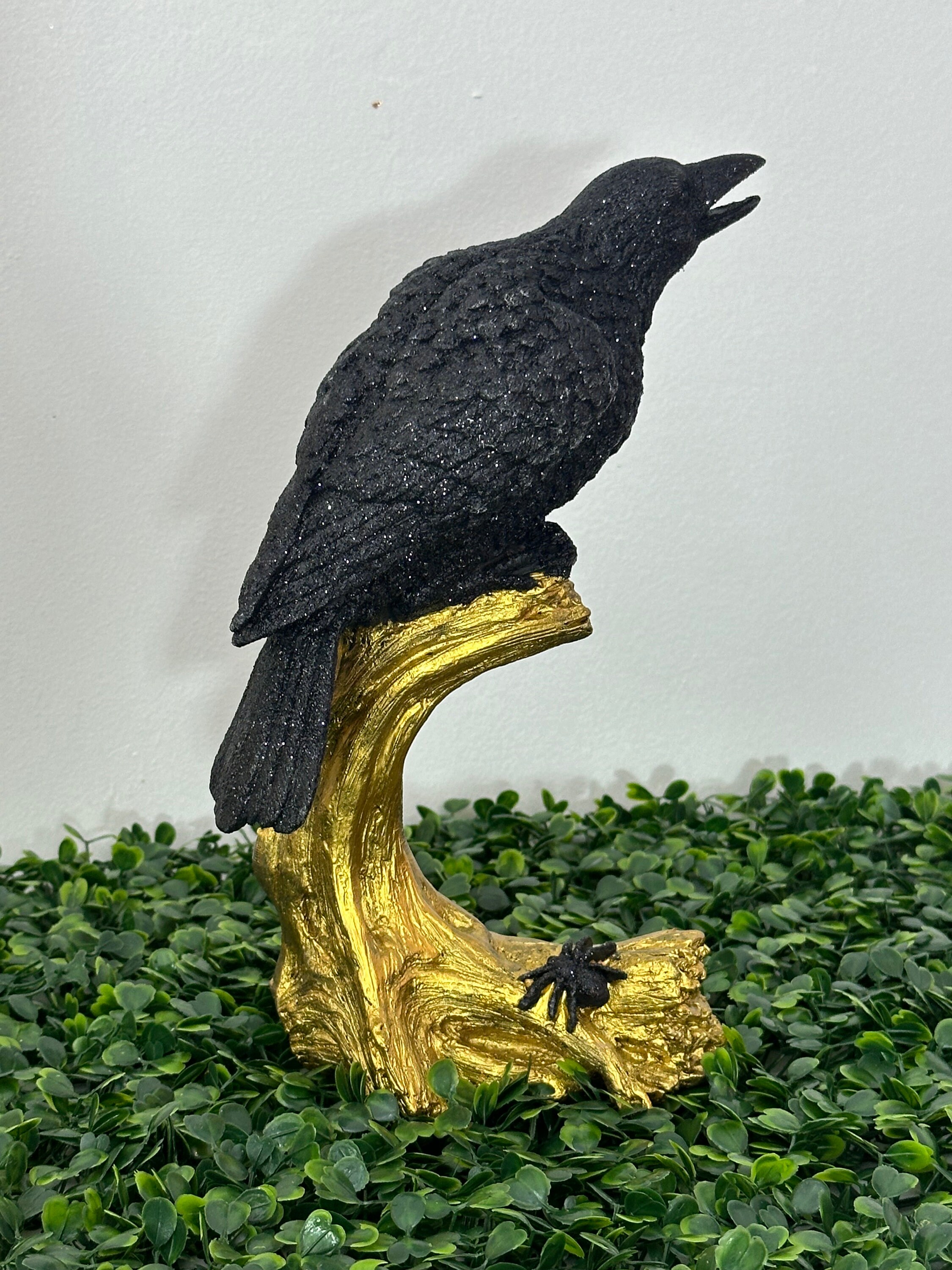 Handmade Raven With Metallic Logs Great Halloween Decorations - Etsy