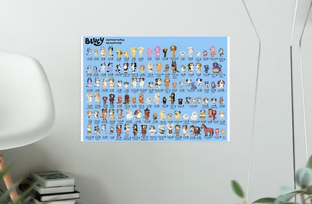 Bluey Character List Poster A4/A3 - Etsy UK