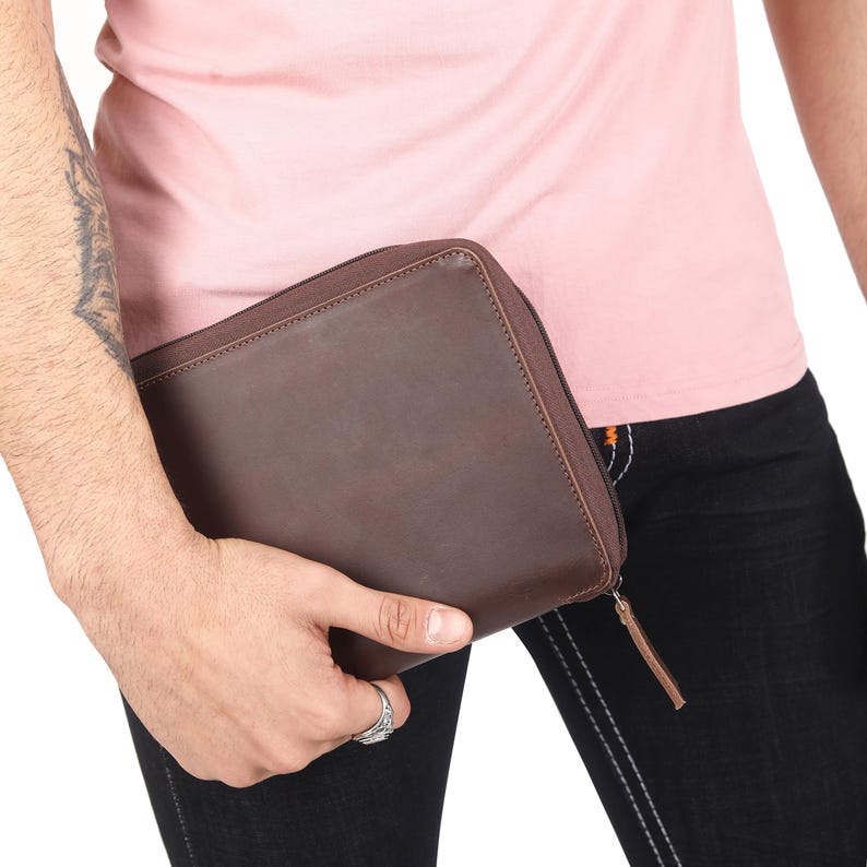 Personalized Leather Small Portfolio for Men, Engraved Leather Business ...