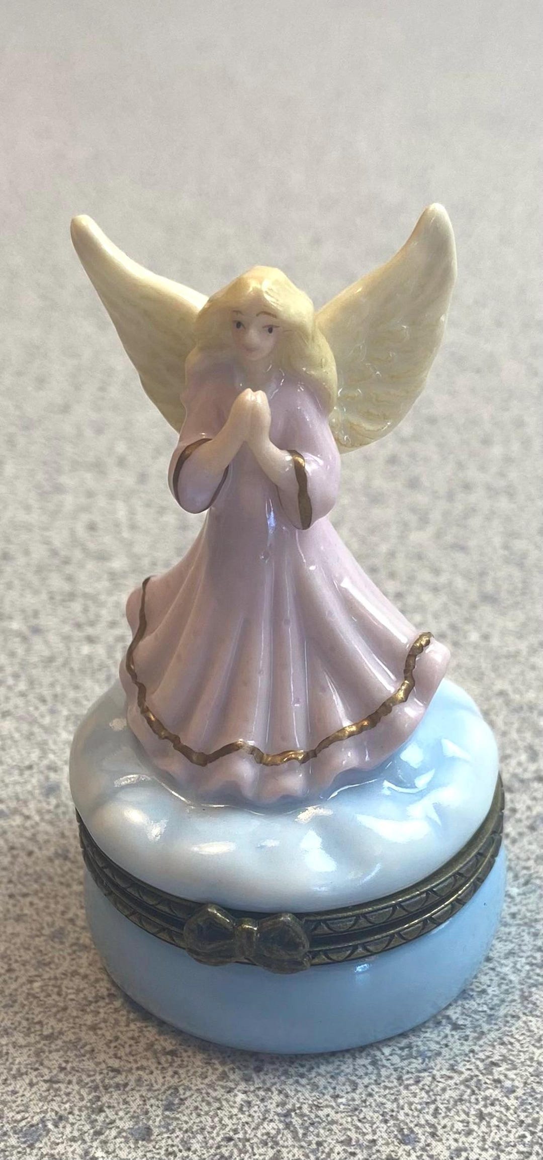 Vintage Praying Angel Trinket Box | Porcelain Angel Keepsake | Hinged ...