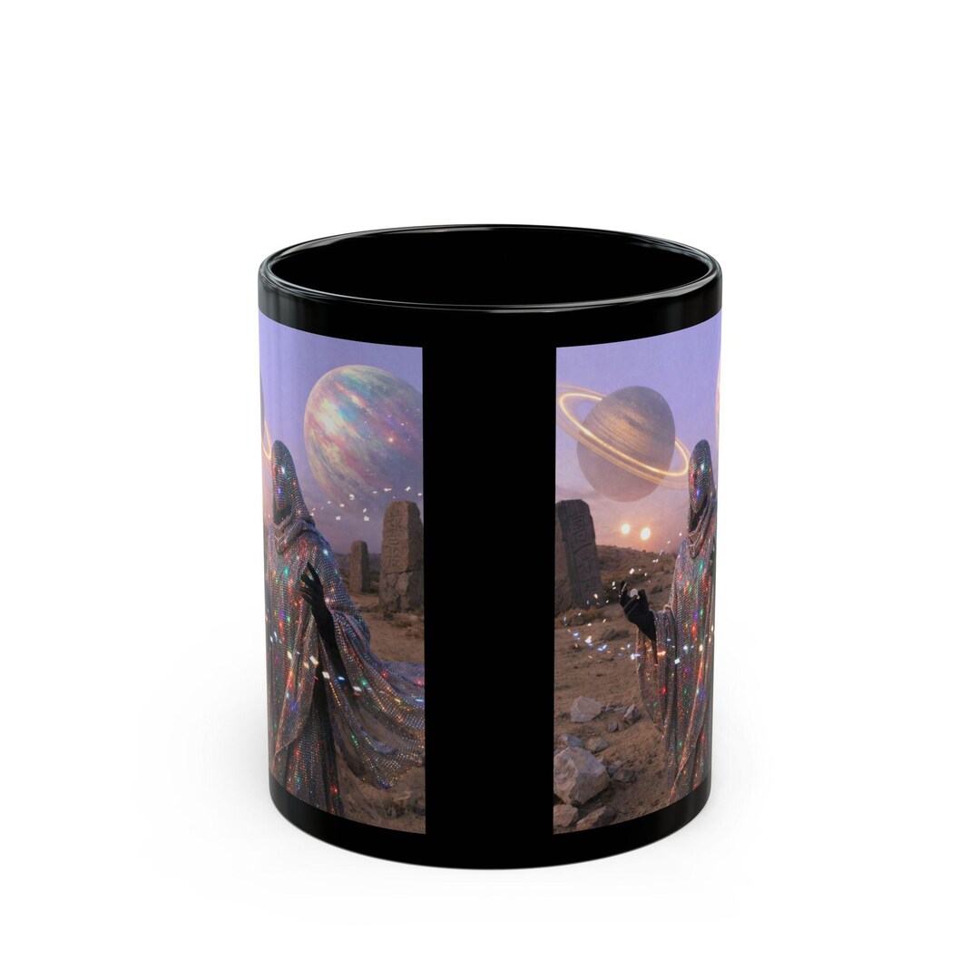 Celestial Humanoid on Black Mug | Black Ceramic Coffee Mug - Etsy