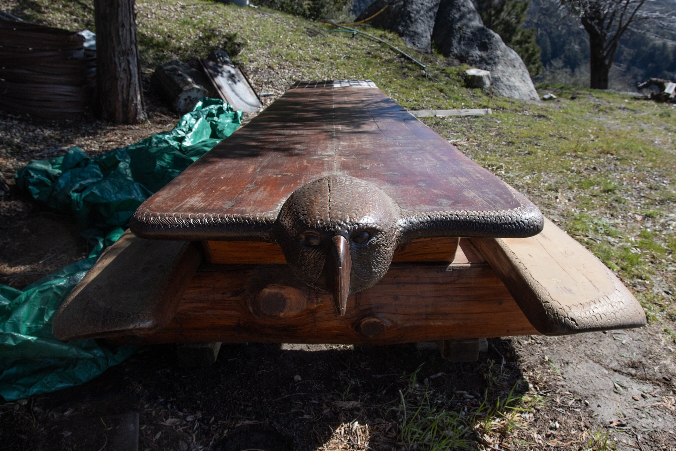 Cedar Log and Slab Eagle Table - Etsy