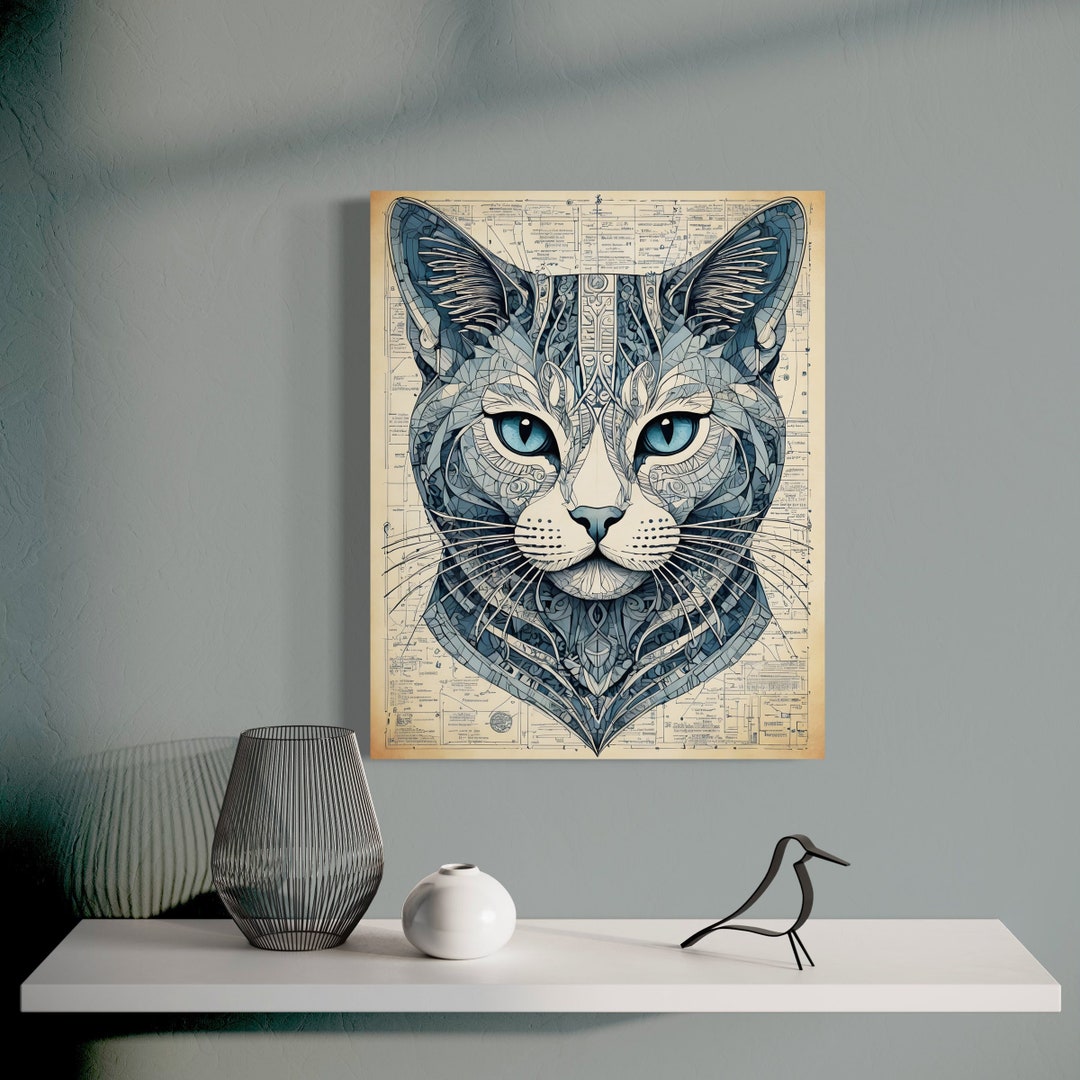 BLUE CAT POSTER - Museum Grade Paper, Original Design, Great Gift for ...