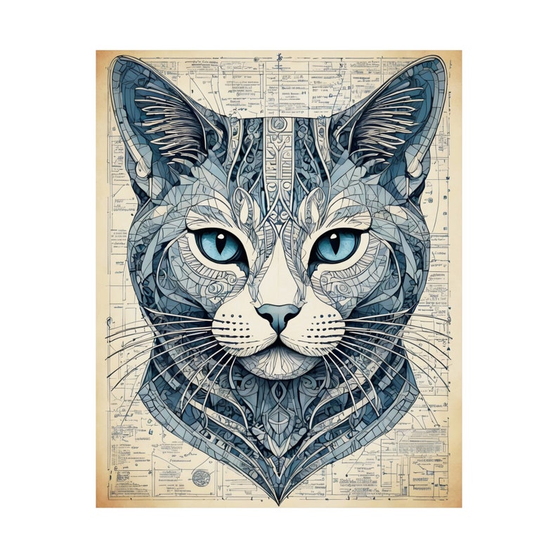 BLUE CAT POSTER - Museum Grade Paper, Original Design, Great Gift for ...