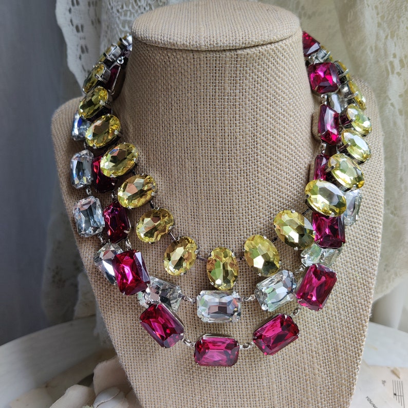 Anna Wintour Clear Crystal Collet Layering Necklace - Etsy