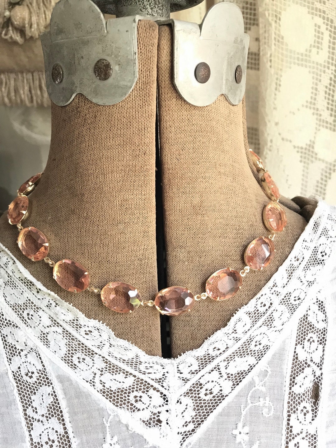 Anna Wintour Collet Necklace, Pink Statement Necklace, Pale Pink ...