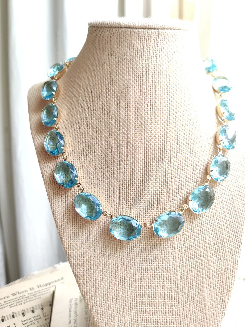 Anna Wintour Collet Necklace Blue Statement Necklace Collet - Etsy