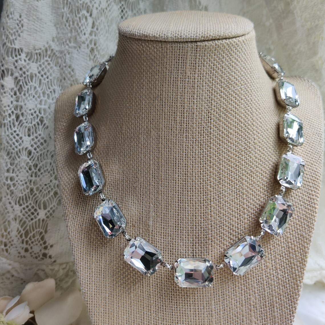 Anna Wintour Clear Crystal Collet Layering Necklace - Etsy