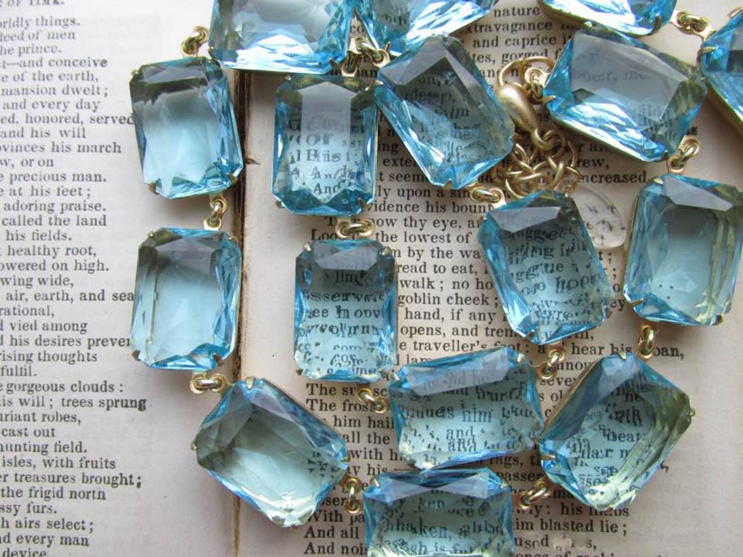 Anna Wintour Collet Necklace, Blue Statement Necklace, Georgian Paste ...
