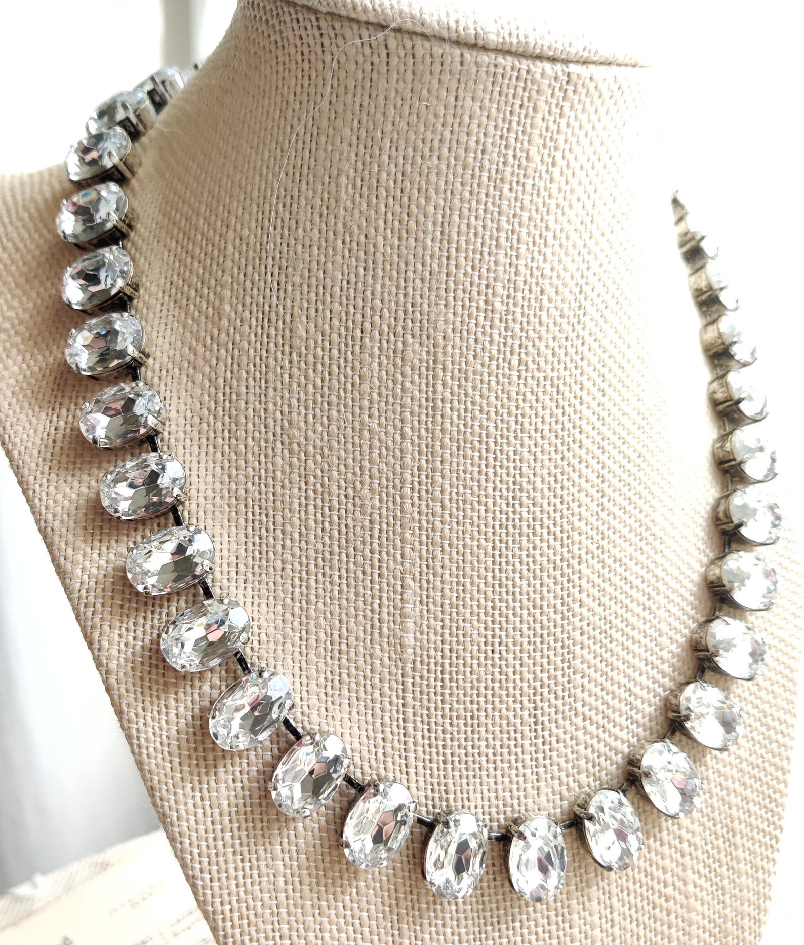 Clear Statement Crystal Necklace Diamond Crystal Collet | Etsy