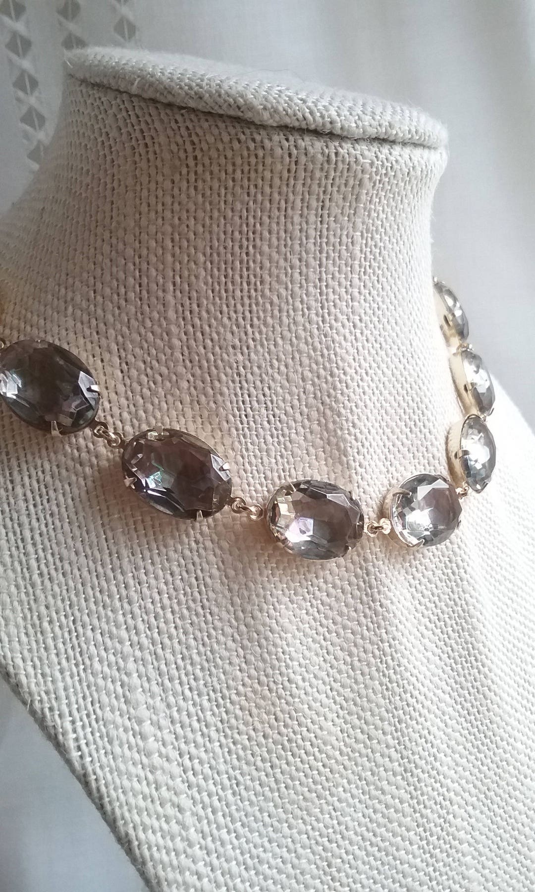 Anna Wintour Collet Statement Necklace, Gray Statement Necklace, Collet ...