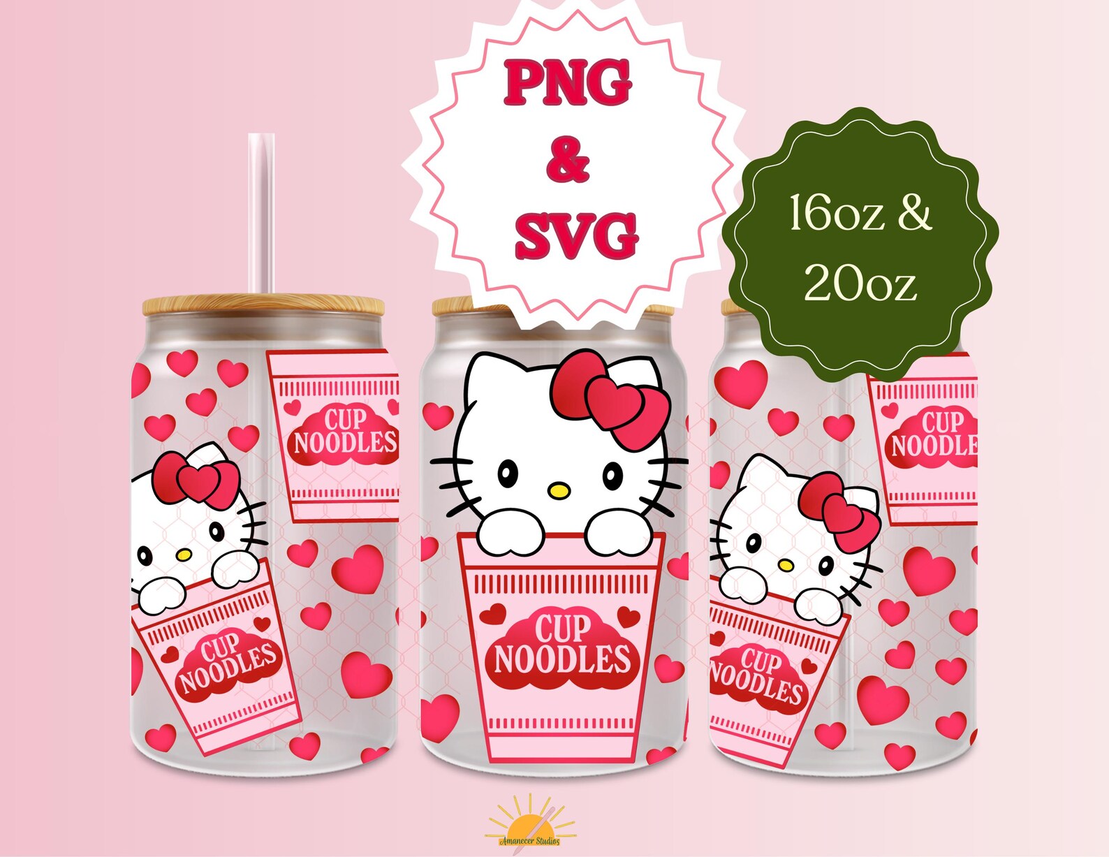 Cup Noodles Valentines Day PNG Libbey 16oz & 20oz SVG UVDTF Commercial ...