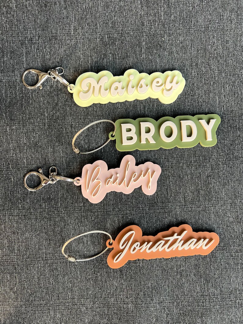 Acrylic Name Keychain, Personalized Backpack Keychain, Kids Keychain ...