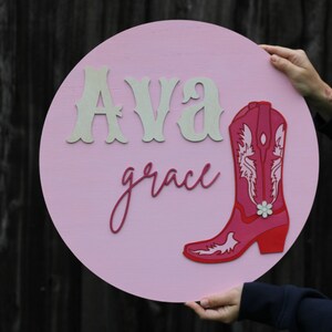 Cowboy Boot Decor Little Girl Room Signs Pink Boot With Name for Wall ...