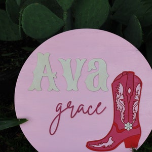 Cowboy Boot Decor Little Girl Room Signs Pink Boot With Name for Wall ...