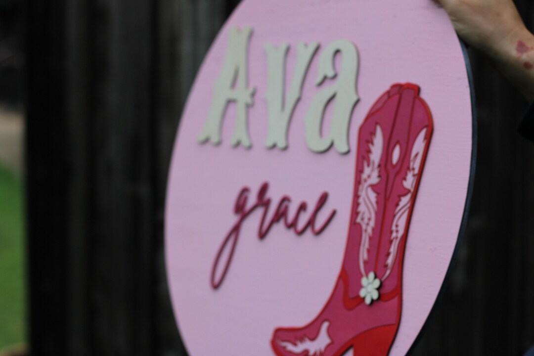 Cowboy Boot Decor Little Girl Room Signs Pink Boot With Name for Wall ...
