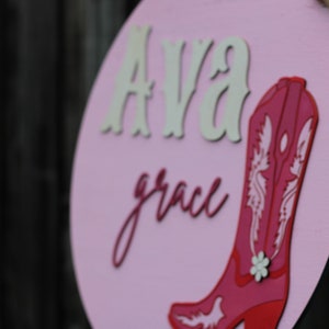 Cowboy Boot Decor Little Girl Room Signs Pink Boot With Name for Wall ...