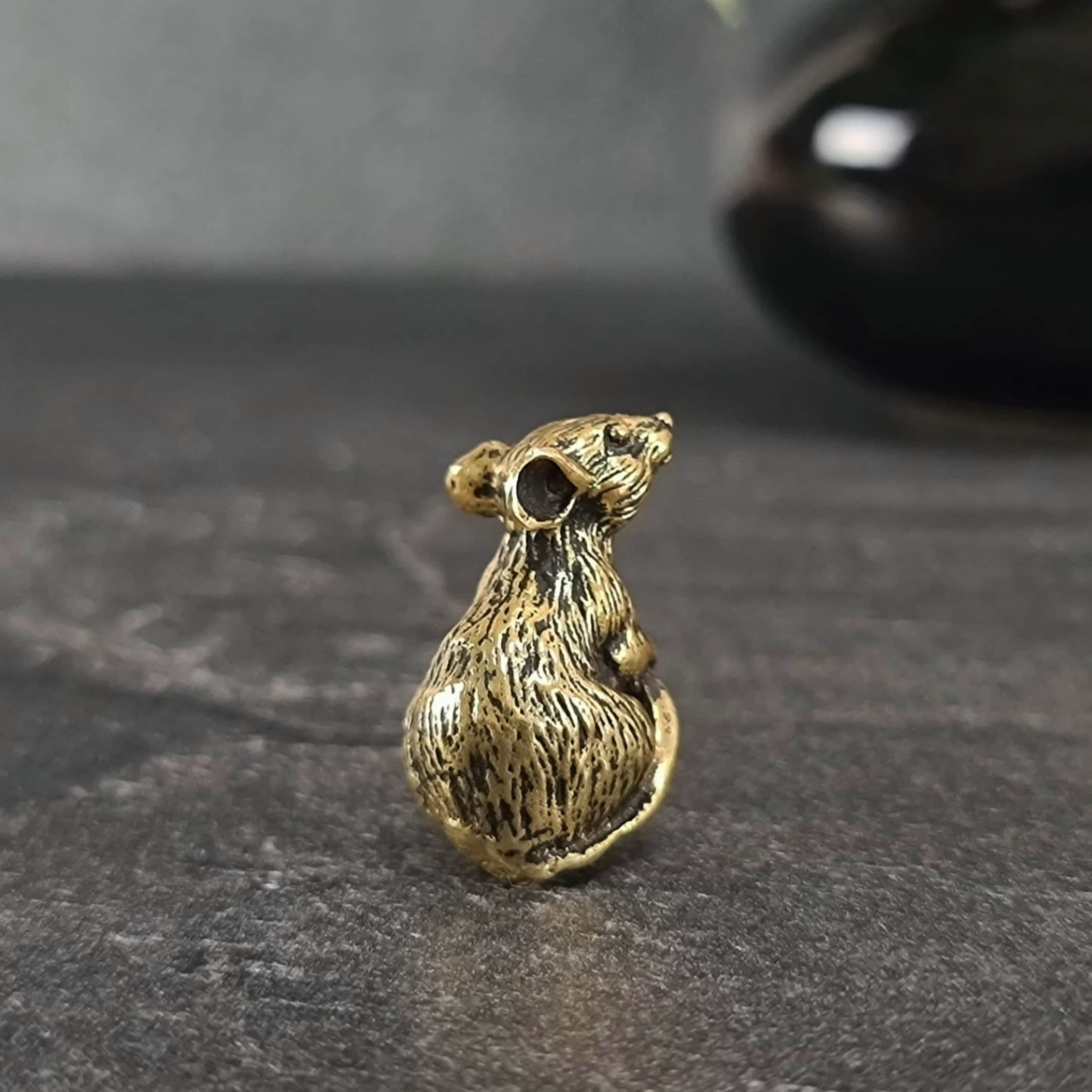 Small Brass Mouse Figurine Handmade Miniature Animals Vintage Style ...