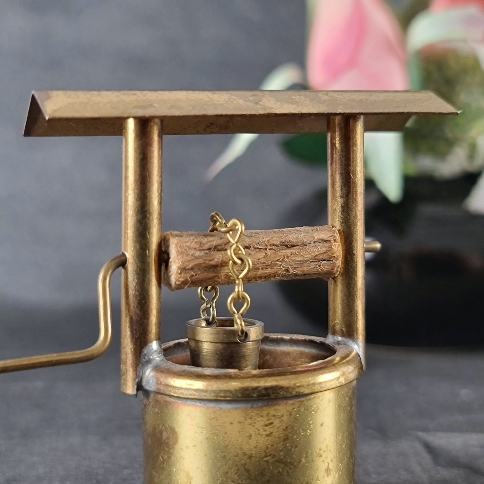 Vintage Miniature Water Well Brass Wishing Well for Dollhouse Garden ...