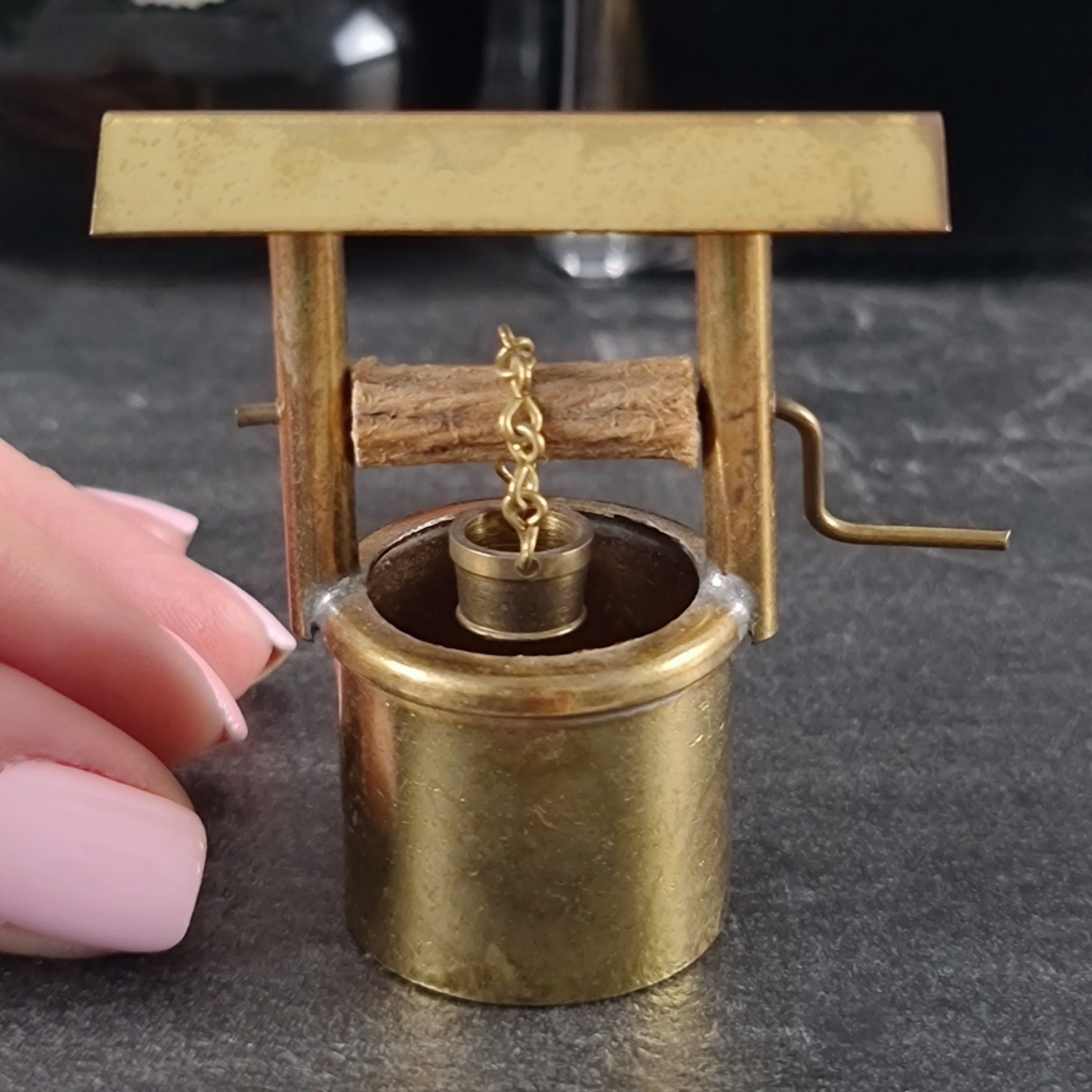 Vintage Miniature Water Well Brass Wishing Well for Dollhouse Garden ...