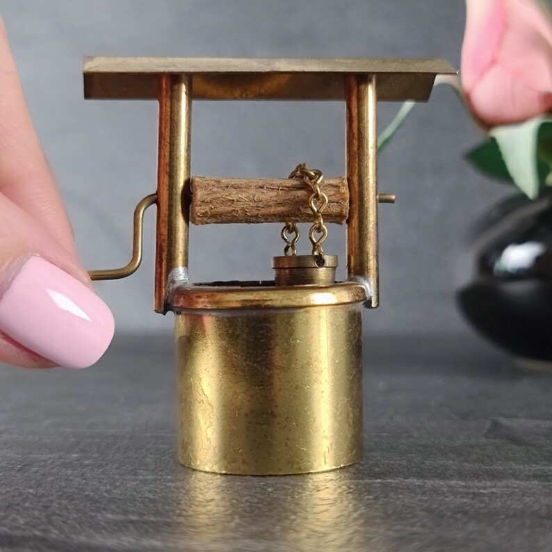 Vintage Miniature Water Well Brass Wishing Well for Dollhouse Garden ...