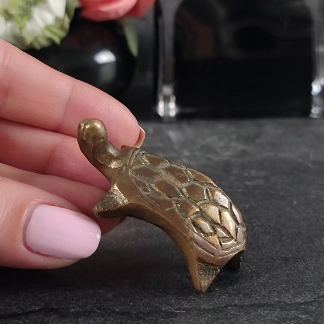 Vintage Turtle Figurine Bronze Turtle Sculpture Tiny Home Decor Vintage ...