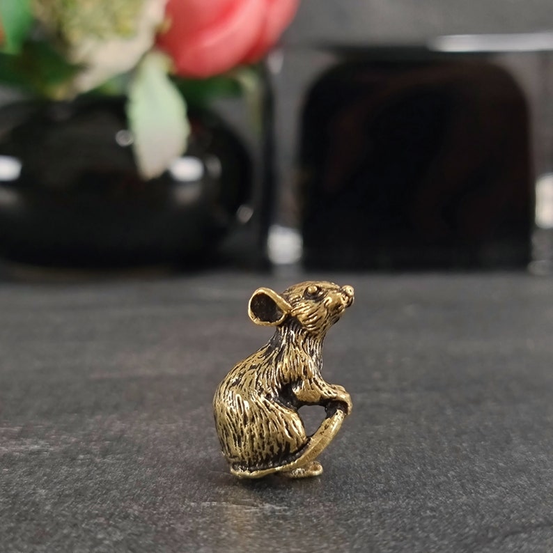 Small Brass Mouse Figurine Handmade Miniature Animals Vintage Style ...