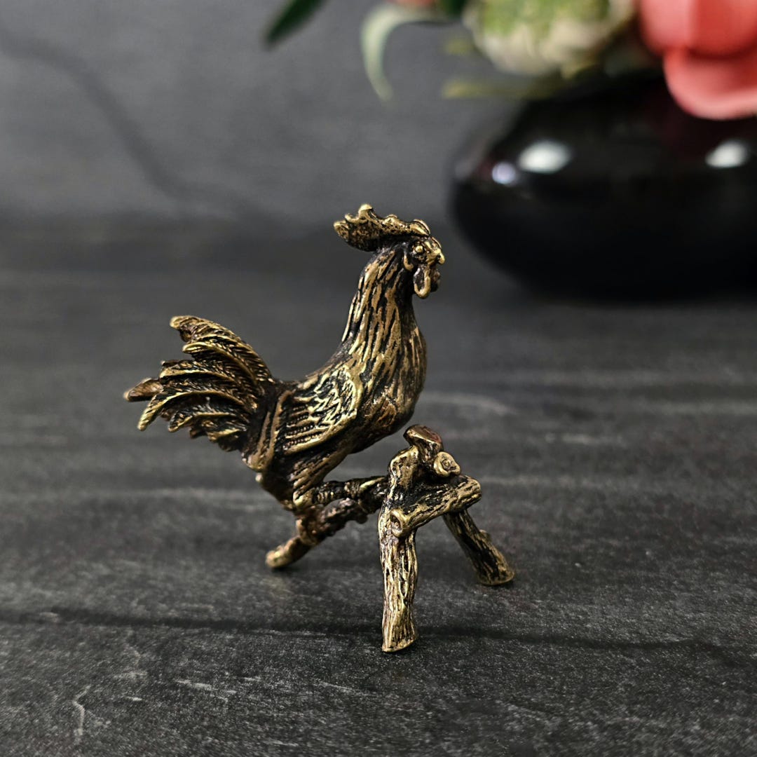Brass Rooster Figurine Farmhouse Decor Rooster Figurine for Rustic Home ...